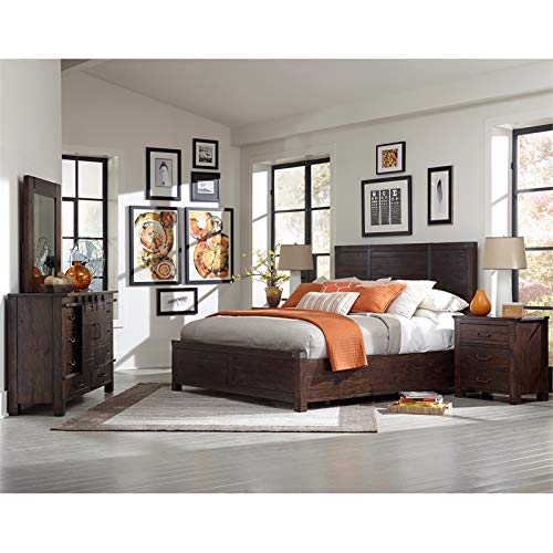BOWERY HILL Transitional Wood Pine Finish Hill King Panel Bed