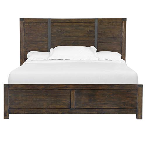 BOWERY HILL Transitional Wood Pine Finish Hill King Panel Bed