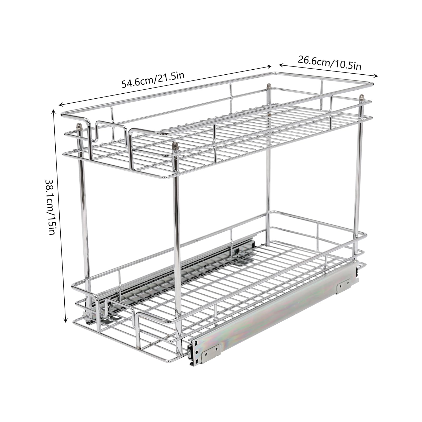 Gagalayong Under Sink Organizers and Storage, Pull Out Cabinet Organizer, 2-Tier Slide Out Kitchen Basket Sink Shelf Cabinet Organizers Adjustable L Shape Counter Organizers (10.5" W X 21.5" D)