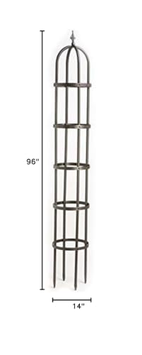 Plow & Hearth Metal Garden Obelisk | Indoor/Outdoor | Powder-Coated Steel | Trellis for Climbing | Floral Pattern | 11" Dia. x 8'H | Bronze