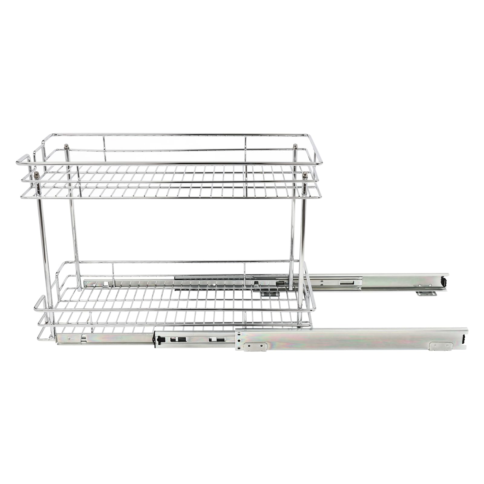 Gagalayong Under Sink Organizers and Storage, Pull Out Cabinet Organizer, 2-Tier Slide Out Kitchen Basket Sink Shelf Cabinet Organizers Adjustable L Shape Counter Organizers (10.5" W X 21.5" D)