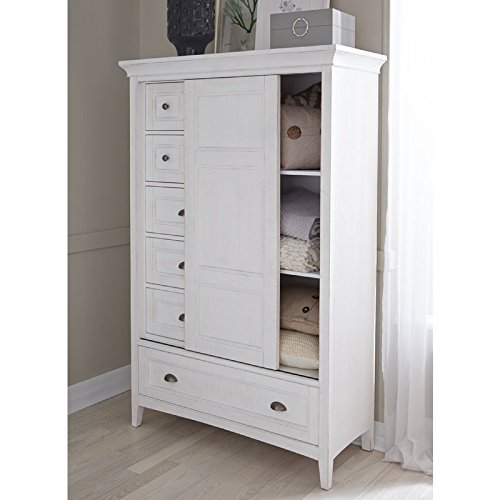 BOWERY HILL Modern Wood Relaxed Traditional Soft White Sliding Door Chest