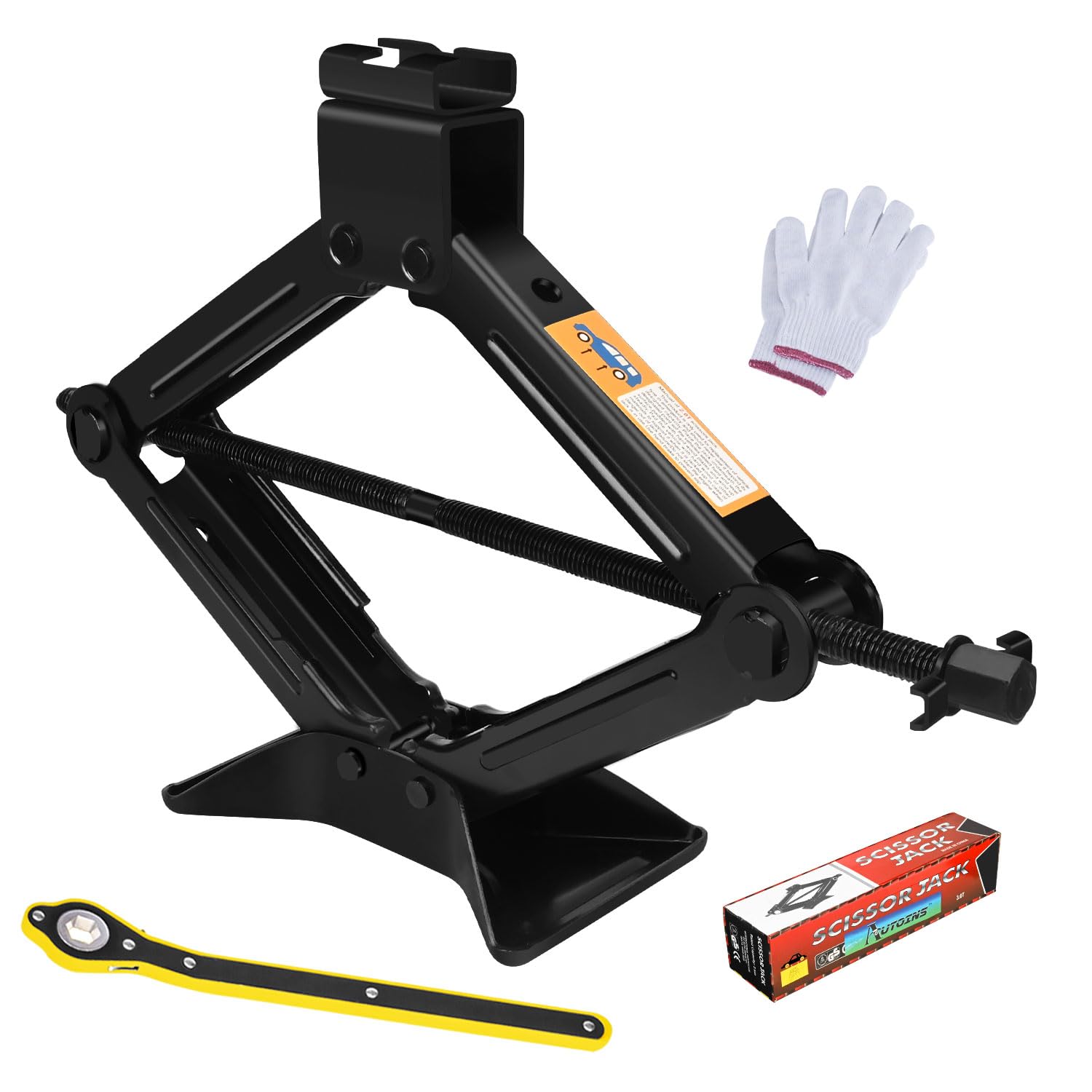 AUTOINS Scissor Jack Set-2 Ton (4409 lbs) Upgraded Double Tooth Spiral Car Jack Kit,Quick Lifting Tire Changing Kit,Car Tire Jack for Auto/SUV/MPV
