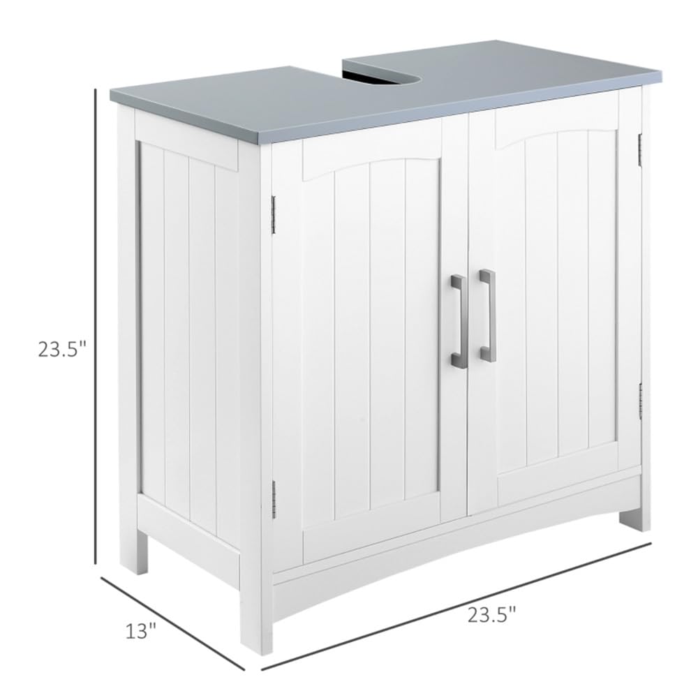 Light Grey Top Pedestal Sink Storage Cabinet, Under Sink Cabinet, Pedestal Sink Storage Bathroom Vanity Cabinet with U-Shape and Adjustable Internal Shelf, 23.5" W x 13" D x 23.5" H