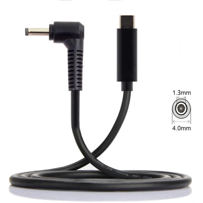 CY Cable Type C USB-C Input Source 65W to DC 4.0x1.3mm Power Charge Cable 19.5V Compatible with Laptop 18-20V