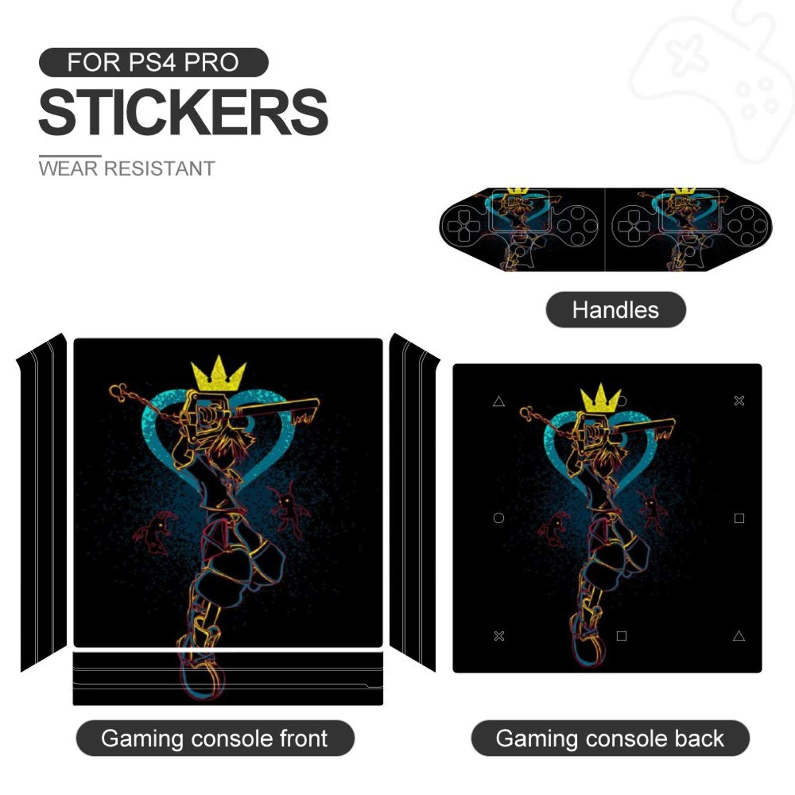 Shadow Of Hearths Kingdom Hearts Compatible with PS4 Pro controller and console skin sticker protective cover wireless/wired gamepad controller