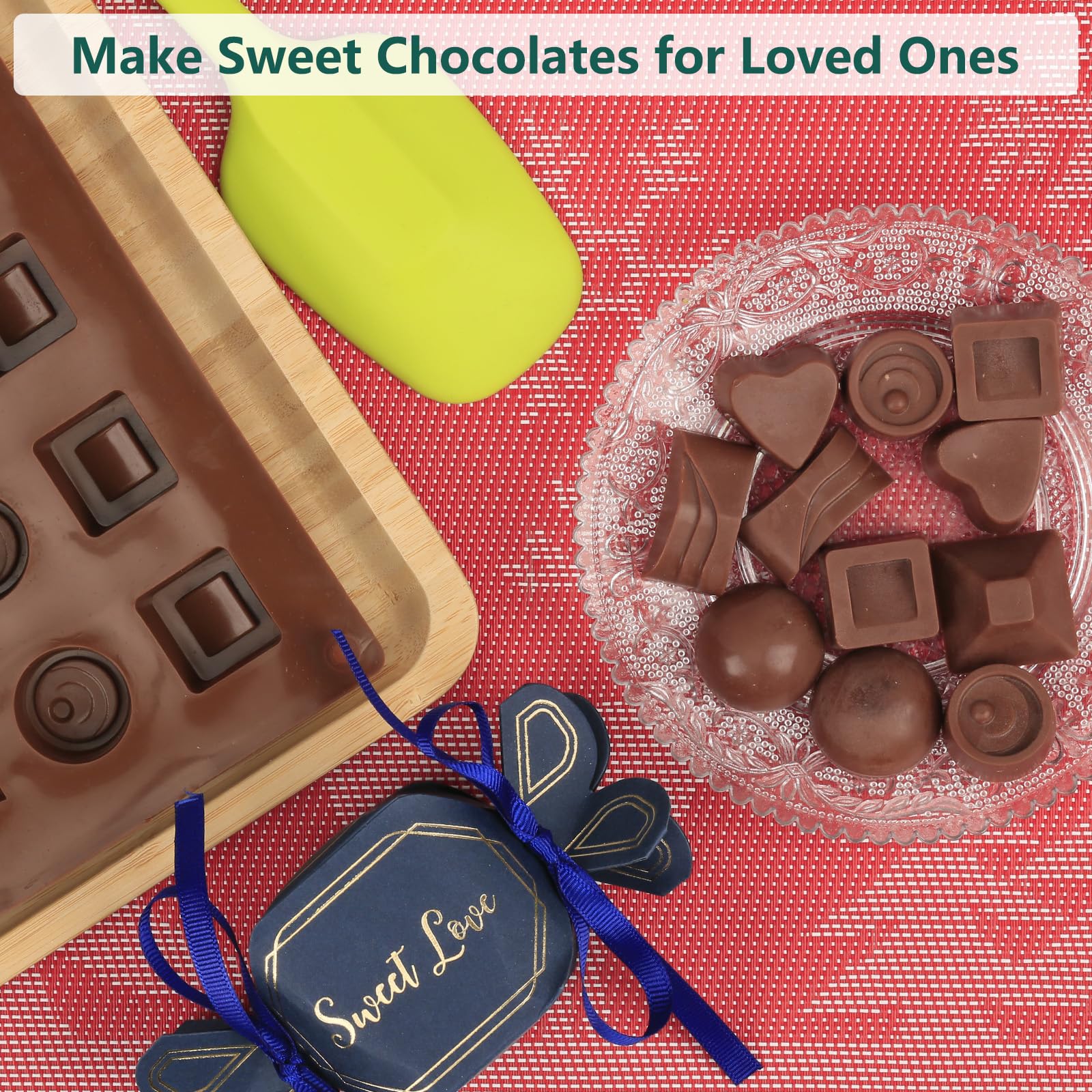 Chocolate Molds Silicone with 30 Cavities 6 Different Shapes for Making Larger Chocolate/Candy/Gummy/Cake Décor for Wedding Party & Celebration