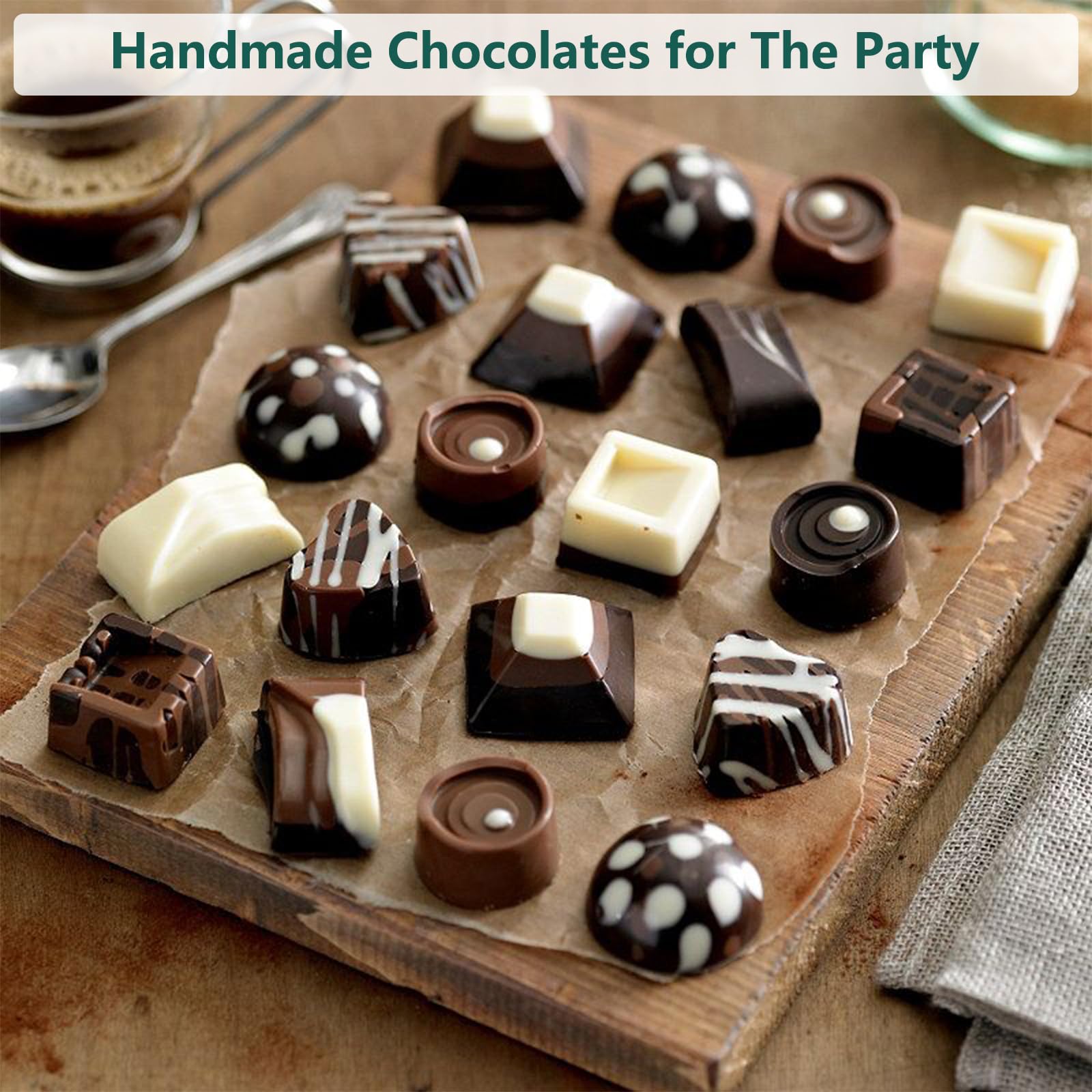 Chocolate Molds Silicone with 30 Cavities 6 Different Shapes for Making Larger Chocolate/Candy/Gummy/Cake Décor for Wedding Party & Celebration