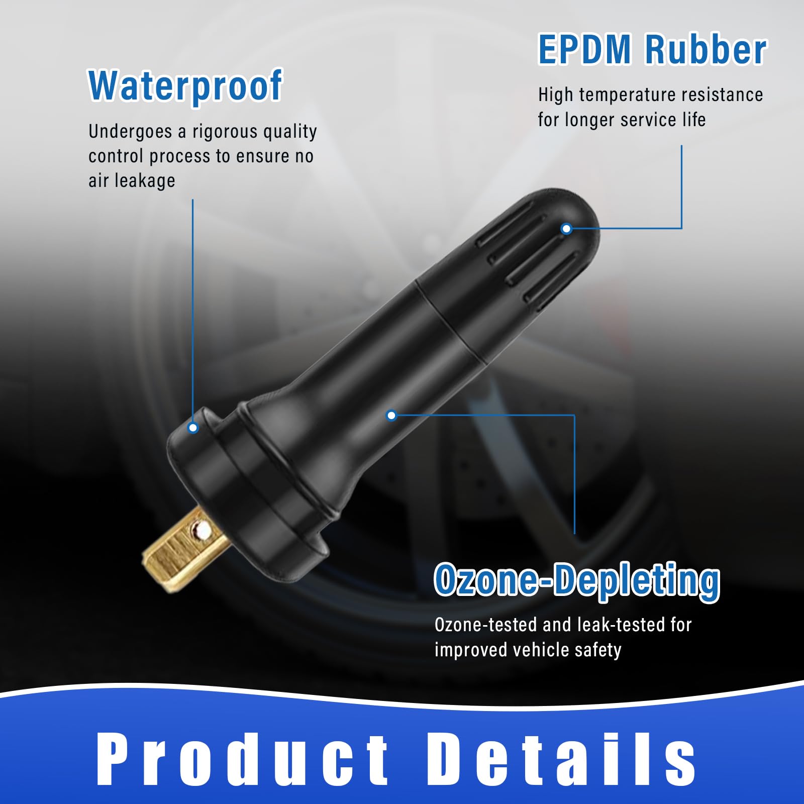 Augeny 5PCS TPMS 20008 Tire Valve Stem, Snap-in Rubber Tubeless Tire Pressure Sensor Valve Stem ​Replacement Compatible with Commander, Liberty, Lucerne, Avenger, Charger, Durango
