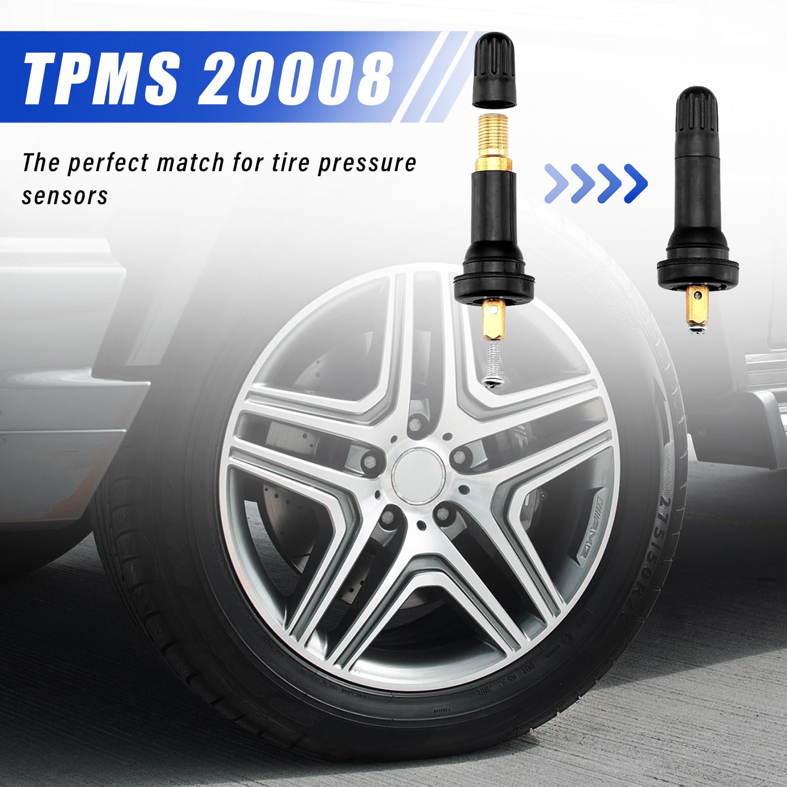 Augeny 5PCS TPMS 20008 Tire Valve Stem, Snap-in Rubber Tubeless Tire Pressure Sensor Valve Stem ​Replacement Compatible with Commander, Liberty, Lucerne, Avenger, Charger, Durango