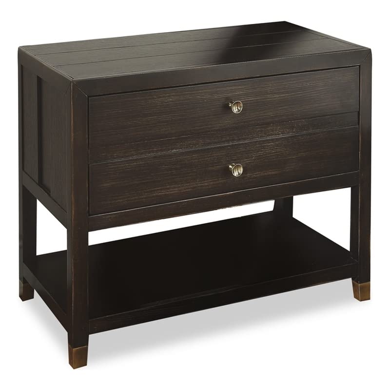 BOWERY HILL Mid-Century Dark Brown Finish Wood Open Nightstand