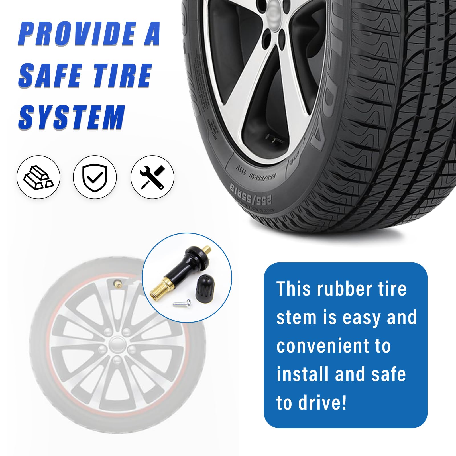 Augeny 5PCS TPMS 20008 Tire Valve Stem, Snap-in Rubber Tubeless Tire Pressure Sensor Valve Stem ​Replacement Compatible with Commander, Liberty, Lucerne, Avenger, Charger, Durango
