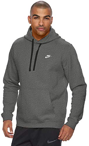 Nike Men's Sportswear Club Pullover Hoodie, Charcoal Heather/Charcoal Heather/White, Small Tall