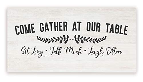 Come Gather At Our Table White Wood Rustic Style Wall Décor Sign 12x24