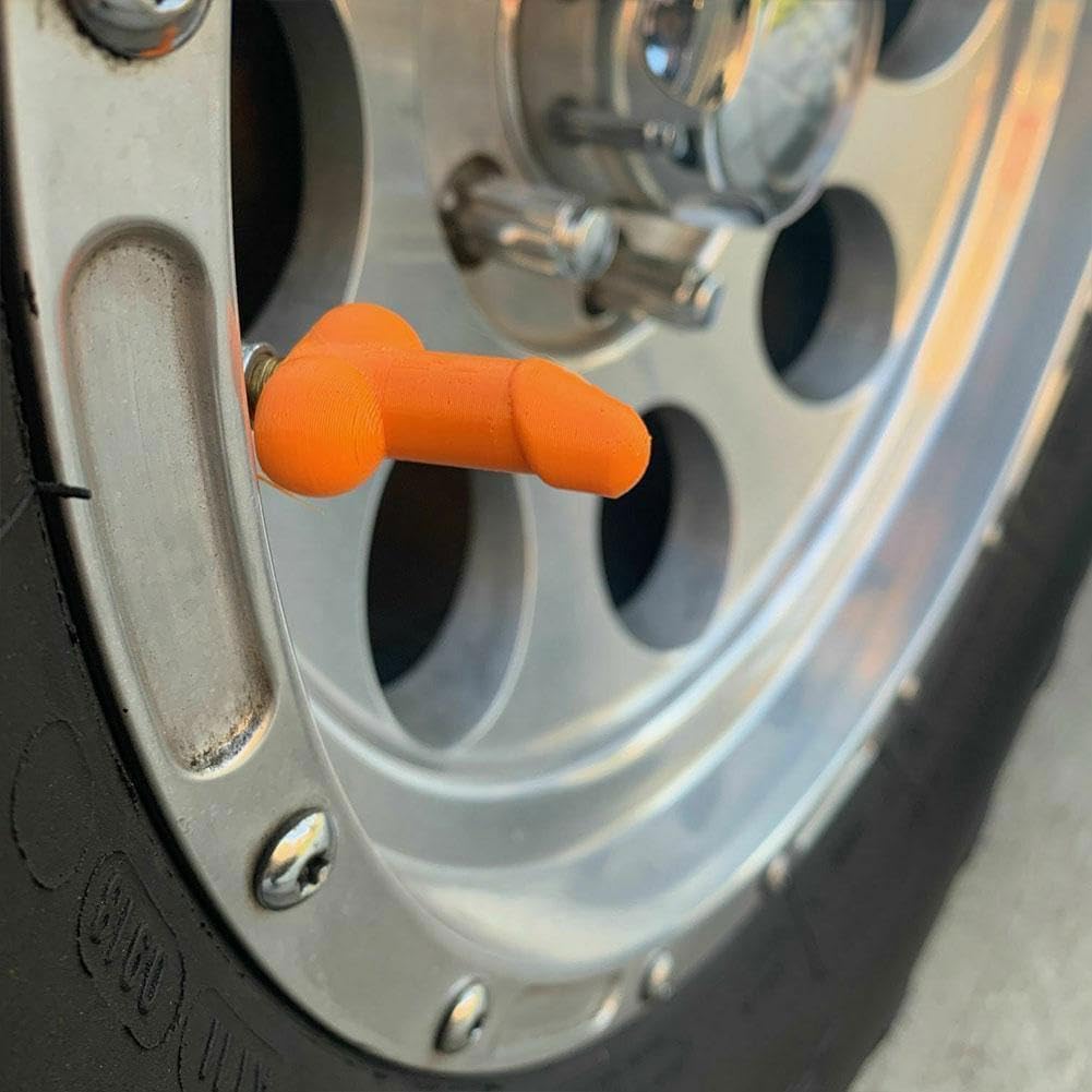 4Pcs Black Funny Creative Valve Stem Caps,Funny Airtight Dust Proof Covers Universal Car Tire Dick Shape Valve Caps Luminous Stem Cap Kit for Cars,SUV,Bicycle,Trucks Motorcycles Tire Valve Stem Caps