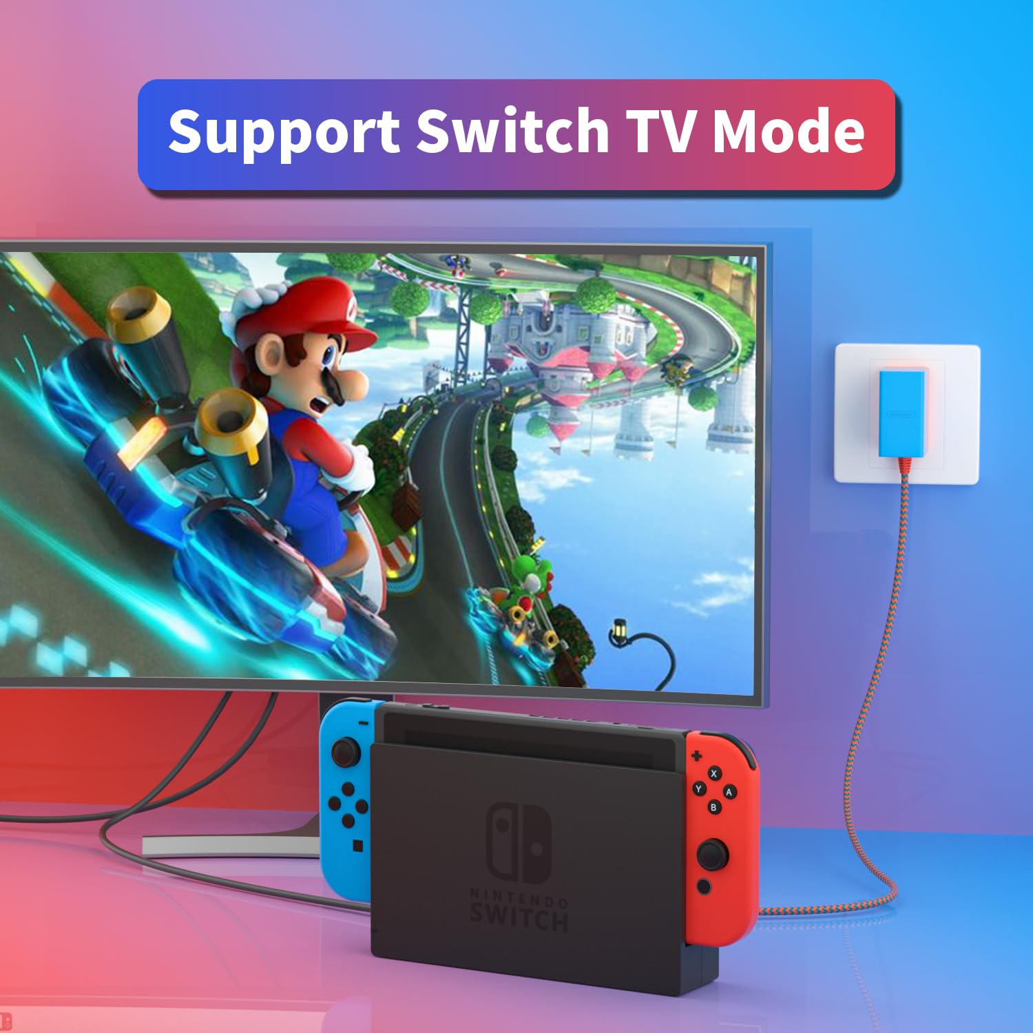 Mviioe Switch Charger for Nintendo Switch Switch AC Adapter 15V 2.6A Switch Charger Cord 5FT 39W Power Supply Compatible with Nintendo Switch/Lite/OLED/Steam Deck/PlayStation Portal
