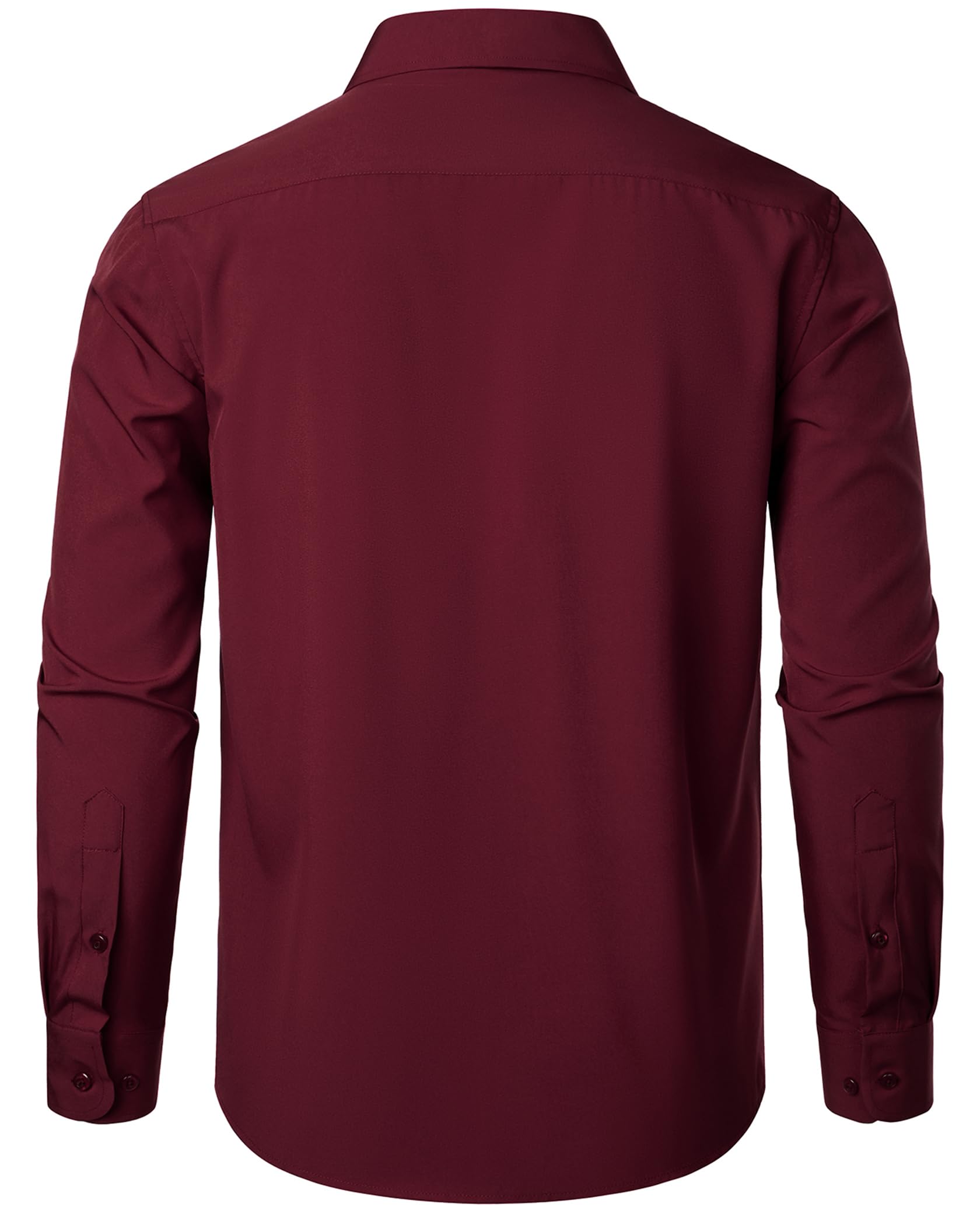 ZEROYAA Men's Regular Fit Dress Shirt Solid Wrinkle-Free Long Sleeve Casual Business Button Up Shirts with Pocket ZSSCL05-Maroon Small