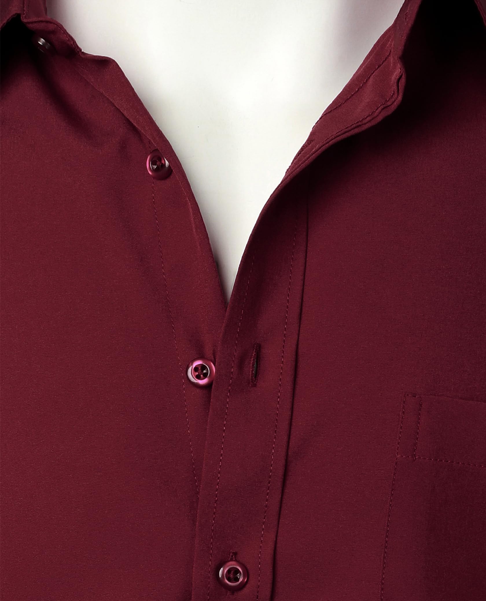 ZEROYAA Men's Regular Fit Dress Shirt Solid Wrinkle-Free Long Sleeve Casual Business Button Up Shirts with Pocket ZSSCL05-Maroon Small