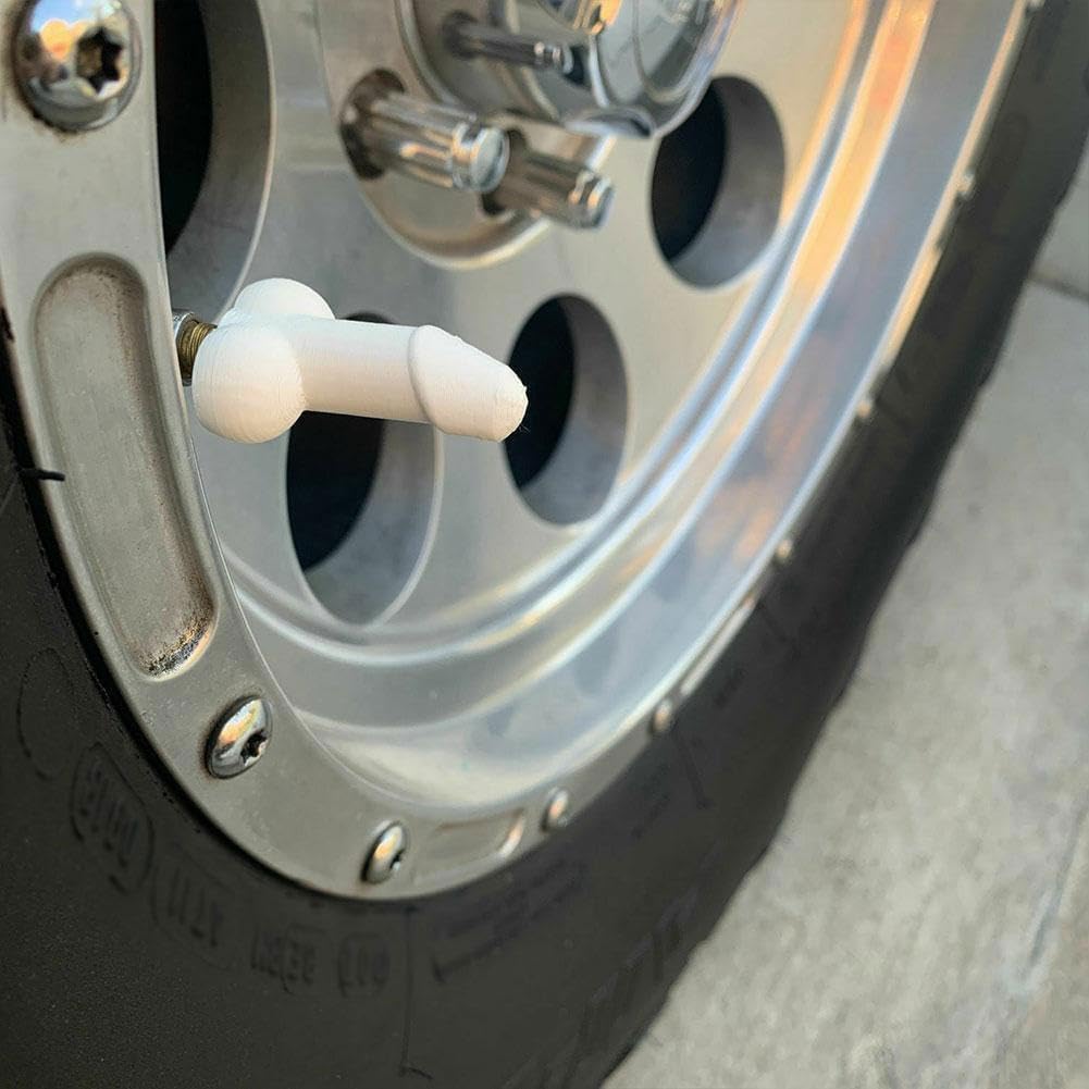 4Pcs Black Funny Creative Valve Stem Caps,Funny Airtight Dust Proof Covers Universal Car Tire Dick Shape Valve Caps Luminous Stem Cap Kit for Cars,SUV,Bicycle,Trucks Motorcycles Tire Valve Stem Caps