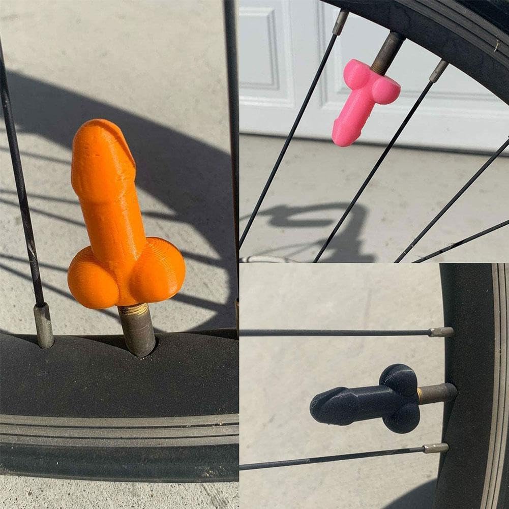 4Pcs Black Funny Creative Valve Stem Caps,Funny Airtight Dust Proof Covers Universal Car Tire Dick Shape Valve Caps Luminous Stem Cap Kit for Cars,SUV,Bicycle,Trucks Motorcycles Tire Valve Stem Caps