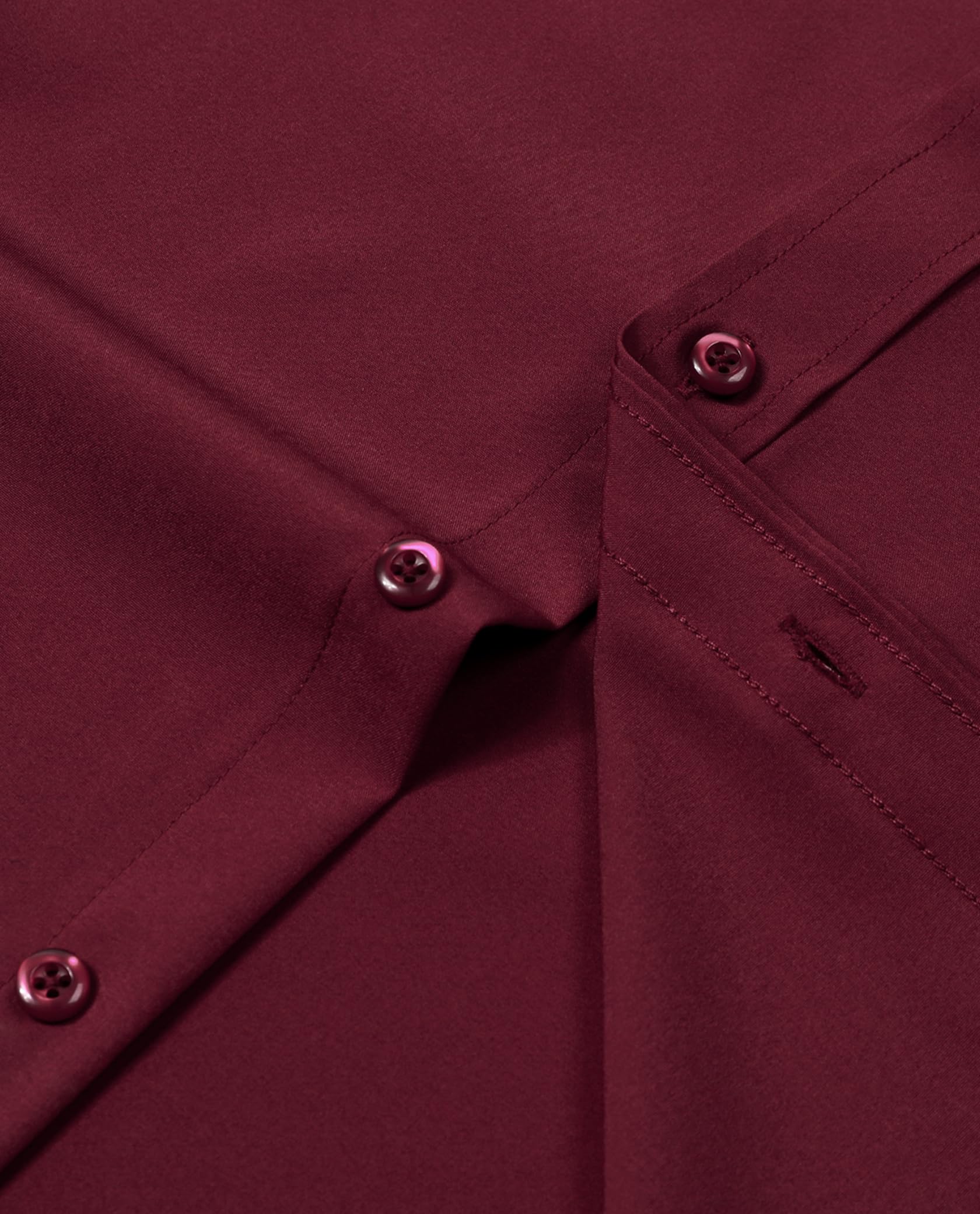 ZEROYAA Men's Regular Fit Dress Shirt Solid Wrinkle-Free Long Sleeve Casual Business Button Up Shirts with Pocket ZSSCL05-Maroon Small
