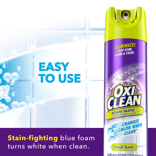 OxiClean Foam-Tastic Foaming Bathroom Cleaner, Fresh Scent, 19 oz (4 Pack)
