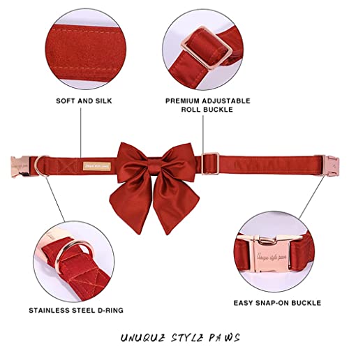 CXDTBH Red Silk Dog Collar Puppy Collar with Bowtie Adjustable Dog Collar Pet Gift for Small Medium Large ( Size : M )