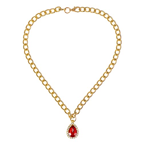 TIESOME Rhinestones Pendant Pet Collars, Adjustable Metal Drop Cat Dog Collar Necklace Crystal Diamond Elastic Collar with Pendant for Pet (Red)