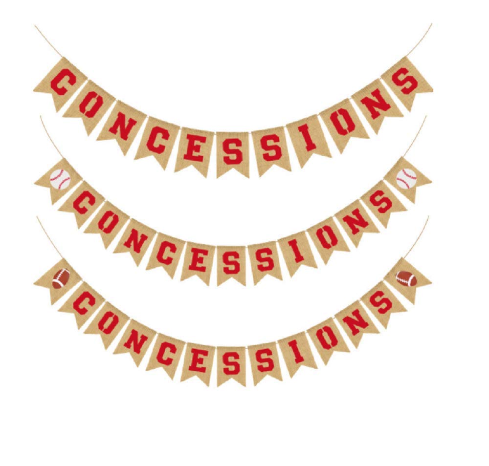 Baseball Theme Concessions Banner Burlap Bunting Banner Garland for Sports Party Decoration -#1