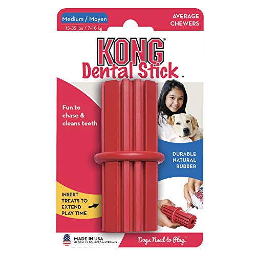 KONG - Dental Stick - Durable Rubber, Teeth and Gum Cleaning Dog Toy - for Medium Dogs
