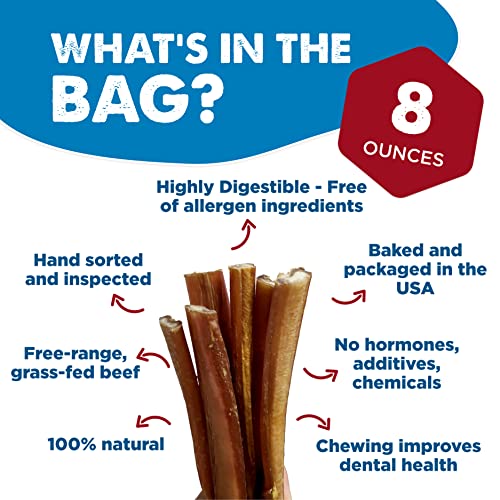 Best Bully Sticks 4 Inch All-Natural Bully Sticks for Dogs - 4β Fully Digestible, 100% Grass-Fed Beef, Grain and Rawhide Free | 8 oz