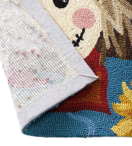 Plow & Hearth Indoor/Outdoor Scarecrow Hooked Polypropylene Accent Rug, Textured Floor Covering, Durable, Easy to Clean, Fade-Resistant, High-Traffic, Pet-Friendly, 24" x 42"