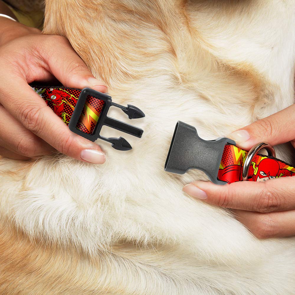 Buckle-Down Plastic Clip Collar - The Flash BOOM-KABOOM! - 1" Wide - Fits 15-26" Neck - Large