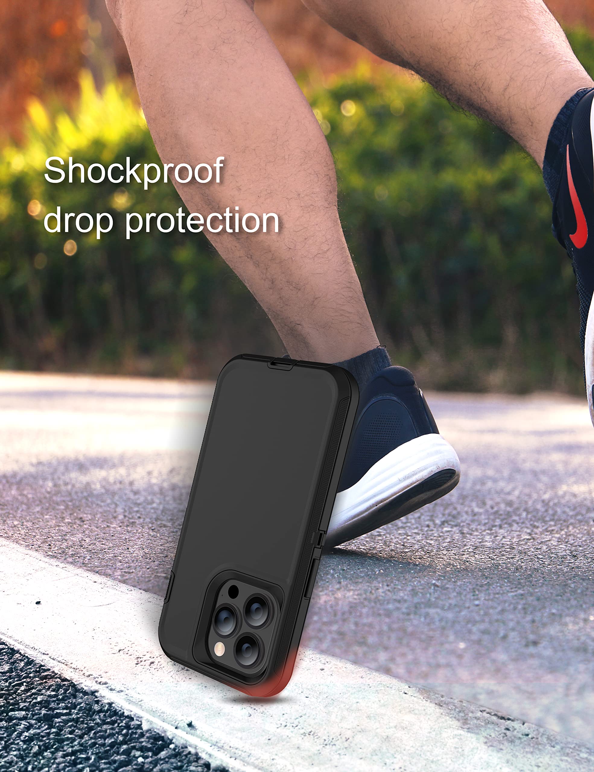 MXX Heavy Duty Made for iPhone 14 Pro Max Case with Tempered Glass Screen, Camera Lens Protector 3-Layer Full Body Protection Shockproof Dustproof Cover for 14 pro max Phone Case 6.7" (Black)