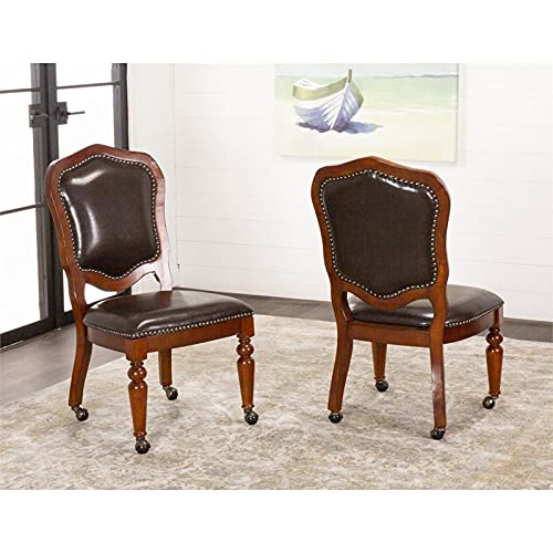 BOWERY HILL 18" Wood Dining Chairs in Brown Cherry (Set of 2)
