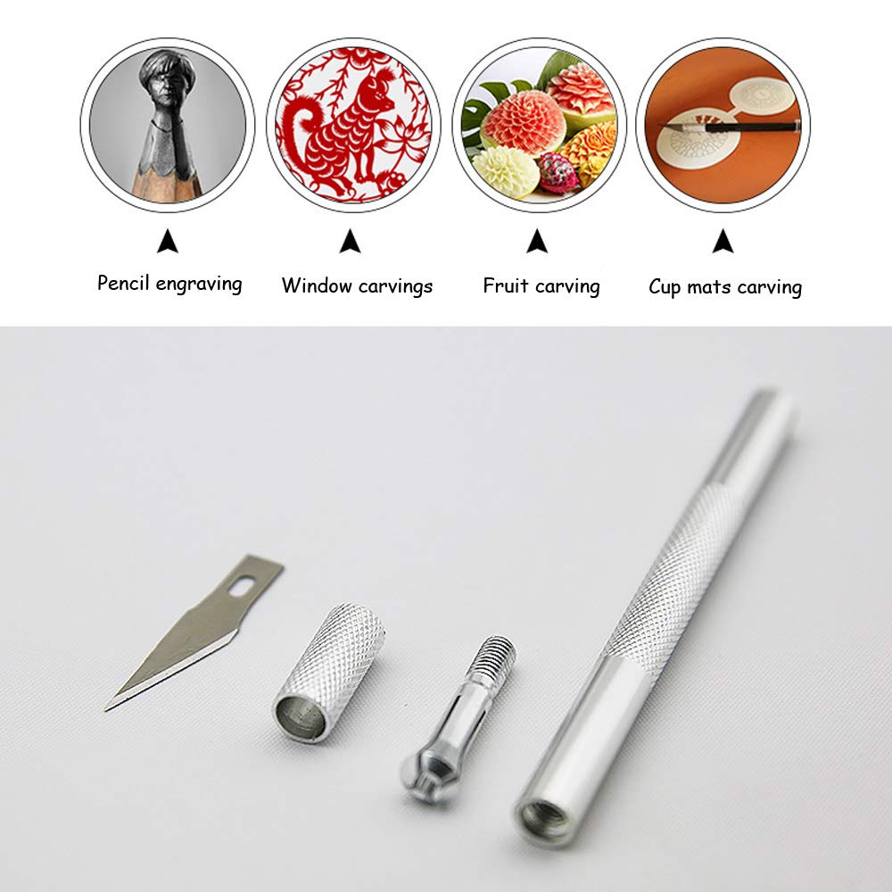 Comidox 2 Sets Stainless Steel Precision Carving Cutter Craft Knife Solid Metal Pen Knife Razor Tool for Phone PC Tablet Drone Repair DIY Art Work Sculpture