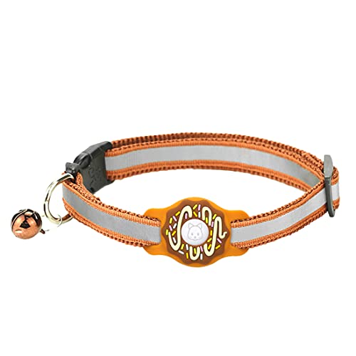 Airtag Dog Collar, Toirneach Adjustable Reflective Dog Collars with AirTag Holder Waterproof Integrated Silicone AirTag Cat Collar Holderwith Bell and Breakaway Buckle Width 0.6 inches