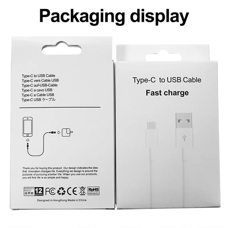(2 Cables) USB to Type-C Fast Charge for Smartphones ONLY