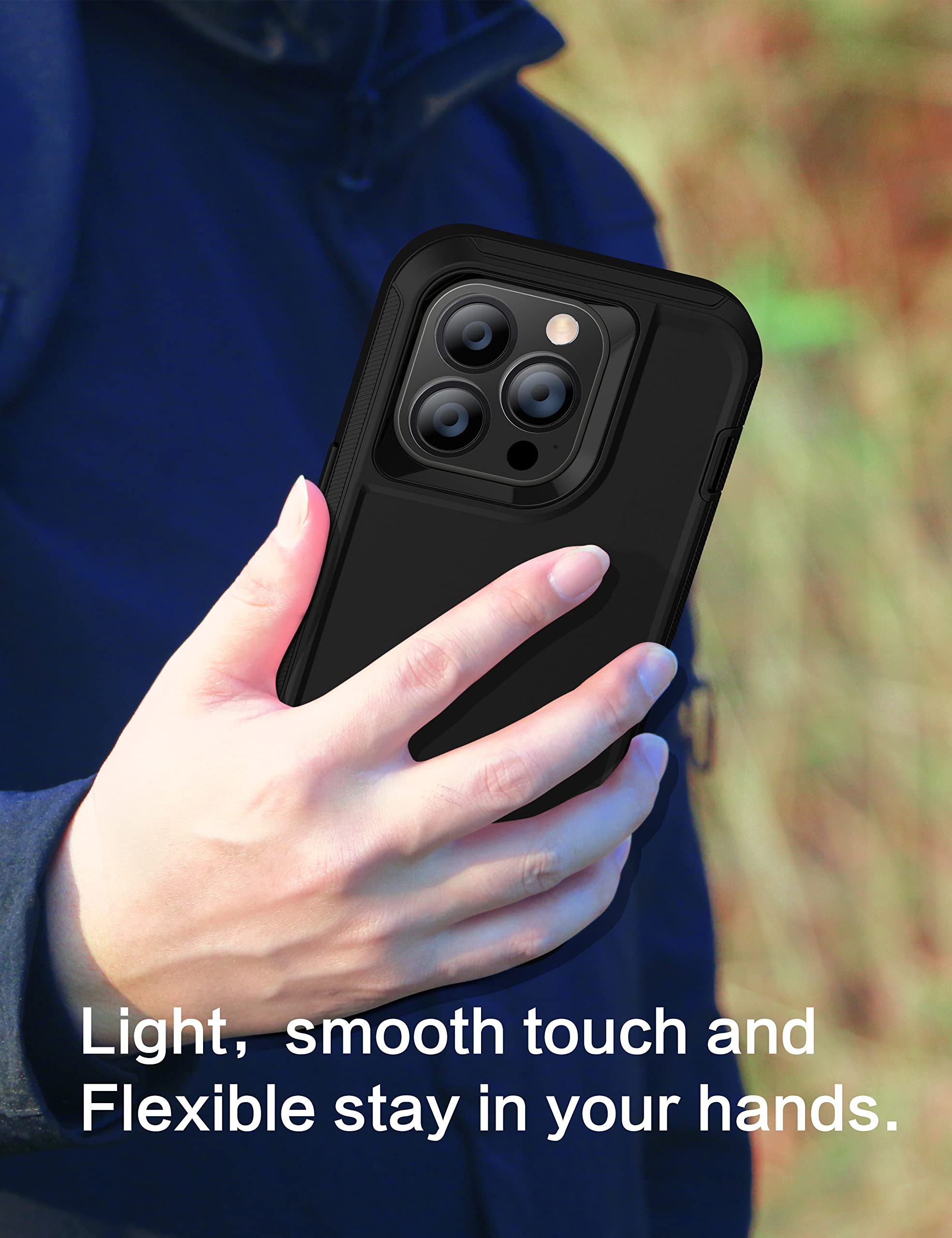 MXX Heavy Duty Made for iPhone 14 Pro Max Case with Tempered Glass Screen, Camera Lens Protector 3-Layer Full Body Protection Shockproof Dustproof Cover for 14 pro max Phone Case 6.7" (Black)