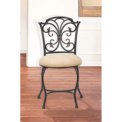 BOWERY HILL Traditional Metal Black Gold Finish Steel Vanity Stool