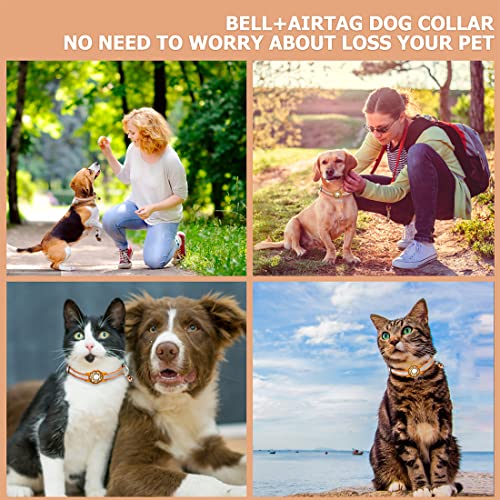 Airtag Dog Collar, Toirneach Adjustable Reflective Dog Collars with AirTag Holder Waterproof Integrated Silicone AirTag Cat Collar Holderwith Bell and Breakaway Buckle Width 0.6 inches