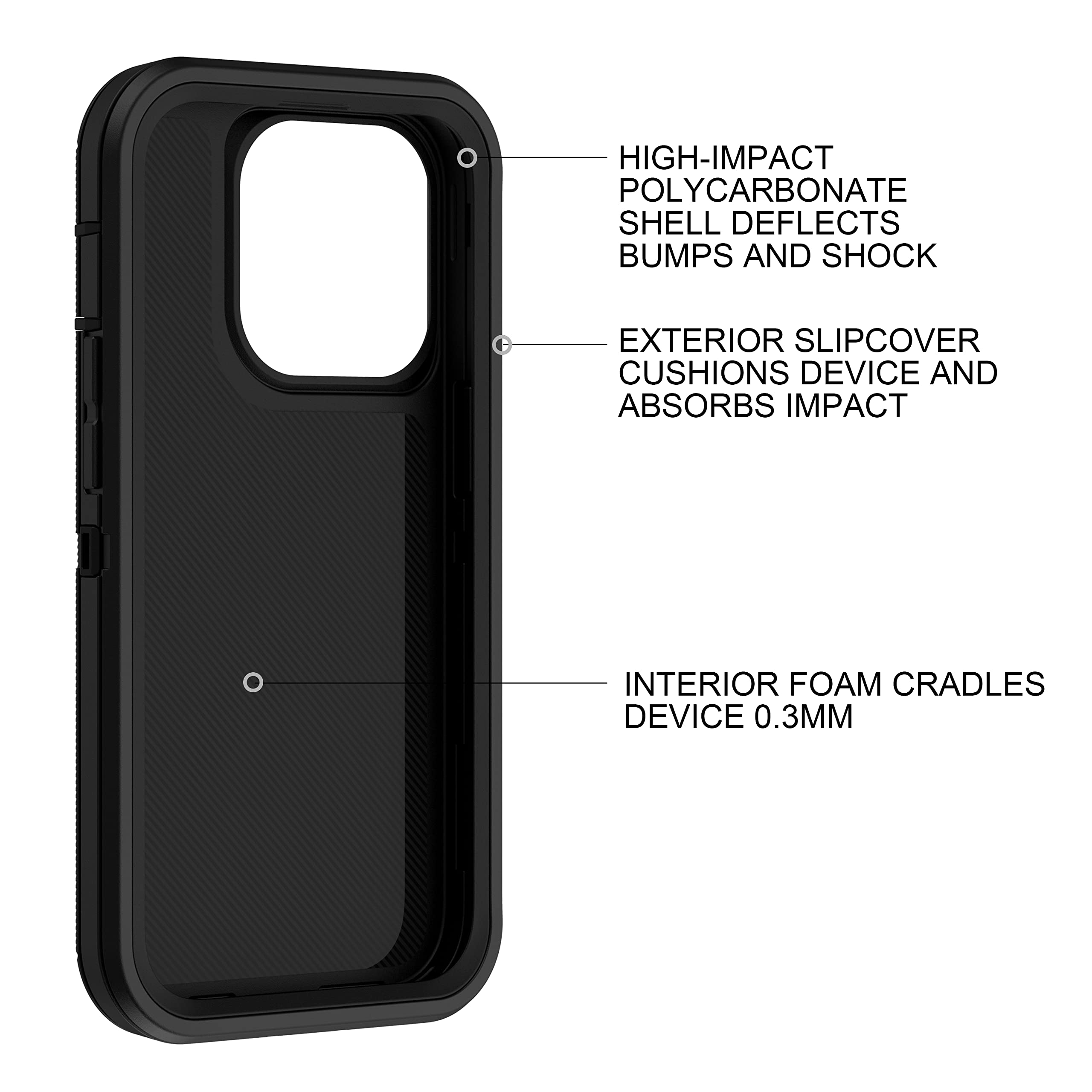 MXX Heavy Duty Made for iPhone 14 Pro Max Case with Tempered Glass Screen, Camera Lens Protector 3-Layer Full Body Protection Shockproof Dustproof Cover for 14 pro max Phone Case 6.7" (Black)