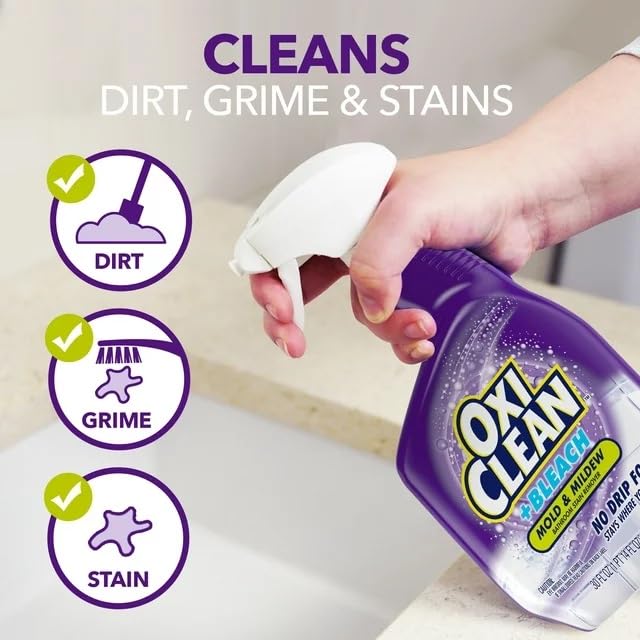 OxiClean plus Bleach, No Drip Foam, Mold & Mildew Bathroom Stain Remover 30 oz. (Pack of 4)