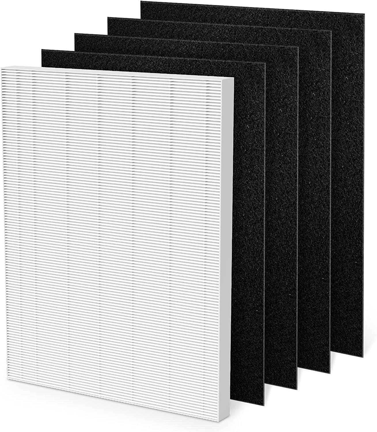 Goodsby Replacement 115115 Filter A for Winix PlasmaWave C535, 5300-2, 6300-2, 5300, 6300, P300,9000, 5000, 5000B Air Purifier, 1 x True HEPA Size 21 Filter Plus 4 x Carbon Pre-Filters