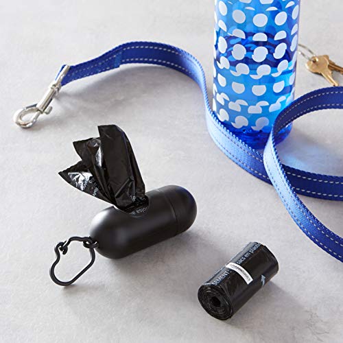 Amazon Basics Unscented Standard Dog Poop Bags with Dispenser and Leash Clip, 13 x 9 Inches, Black - 20 Rolls (300 Bags)