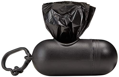 Amazon Basics Unscented Standard Dog Poop Bags with Dispenser and Leash Clip, 13 x 9 Inches, Black - 20 Rolls (300 Bags)