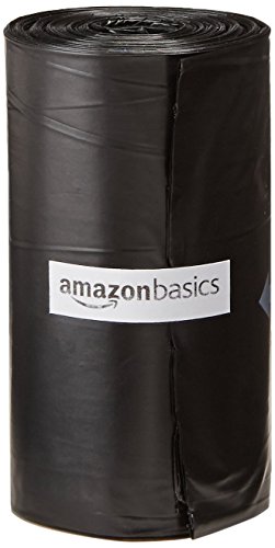 Amazon Basics Unscented Standard Dog Poop Bags with Dispenser and Leash Clip, 13 x 9 Inches, Black - 20 Rolls (300 Bags)