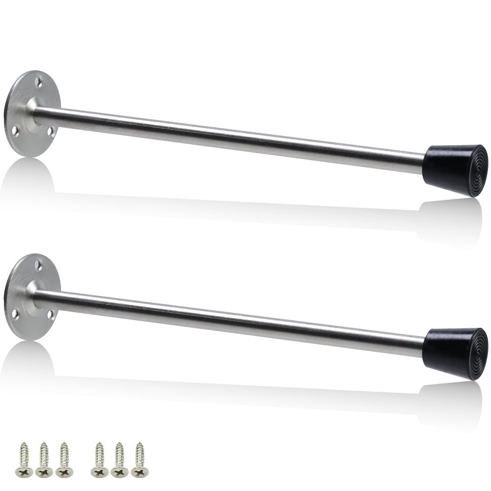 Rannb Extra Long Door Stopper Wall Mount Door Stop Bumper with Rubber Tip 250mm/10" Total Length - Pack of 2