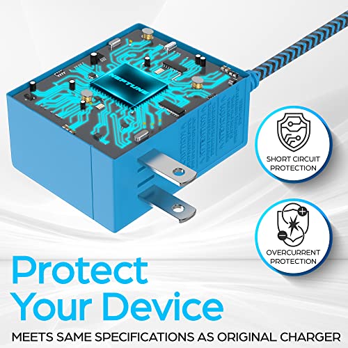 Neptune Premium Gaming Charger - Compatible with Nintendo Switch/Switch Lite/Switch OLED, Android, Supports Nintendo Switch Dock 15V2.6A Fast Charger 5FT Type C AC Adapter Cable for Switch… (Blue)