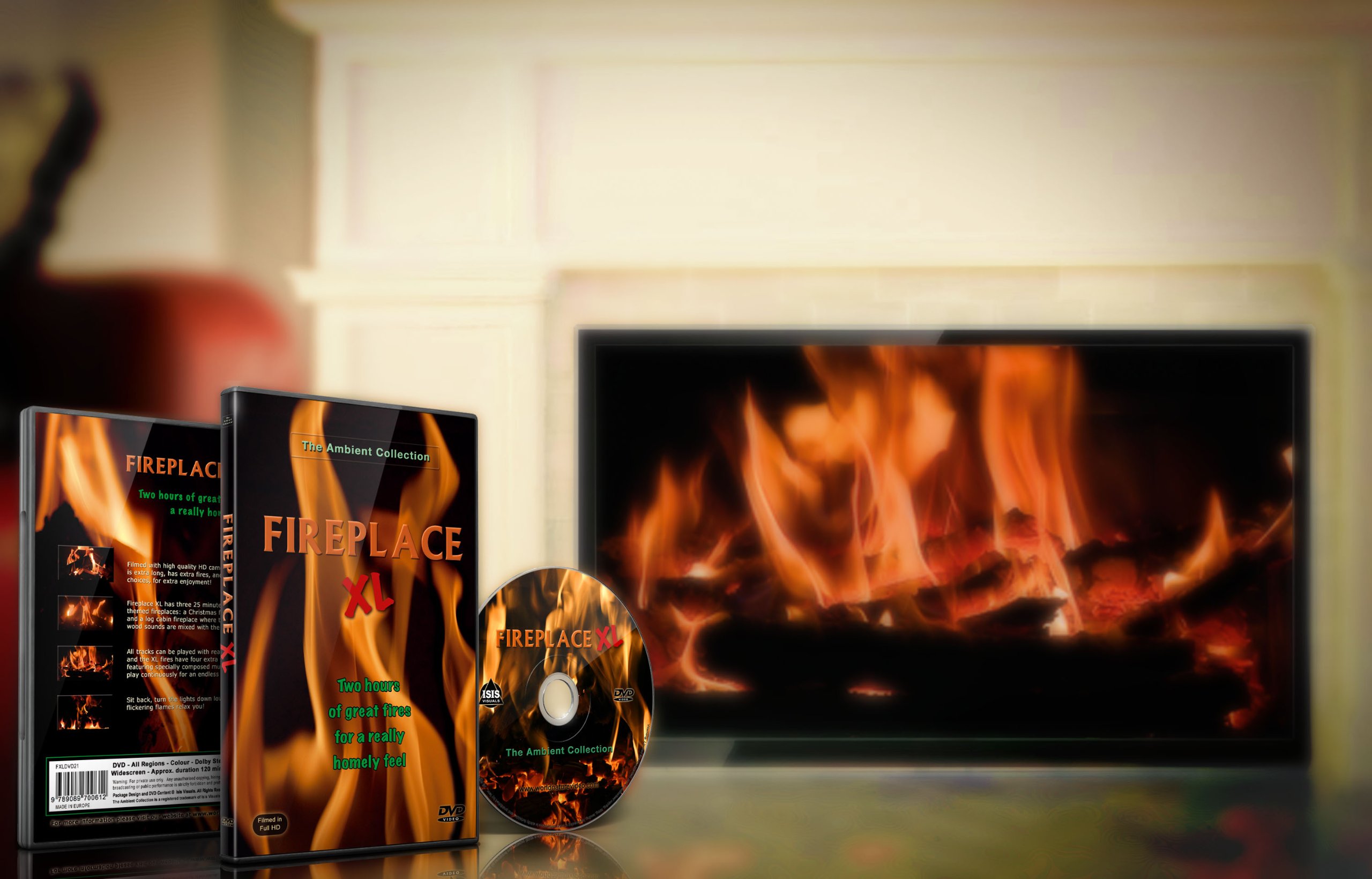 Fire Dvd - Fireplace XL - Extra Long Open Hearth Fires with Burning Wood Sounds